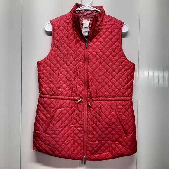 Chico's | Jackets & Coats | Chicos Zenergy Womens Red Sleeveles Quilted ...